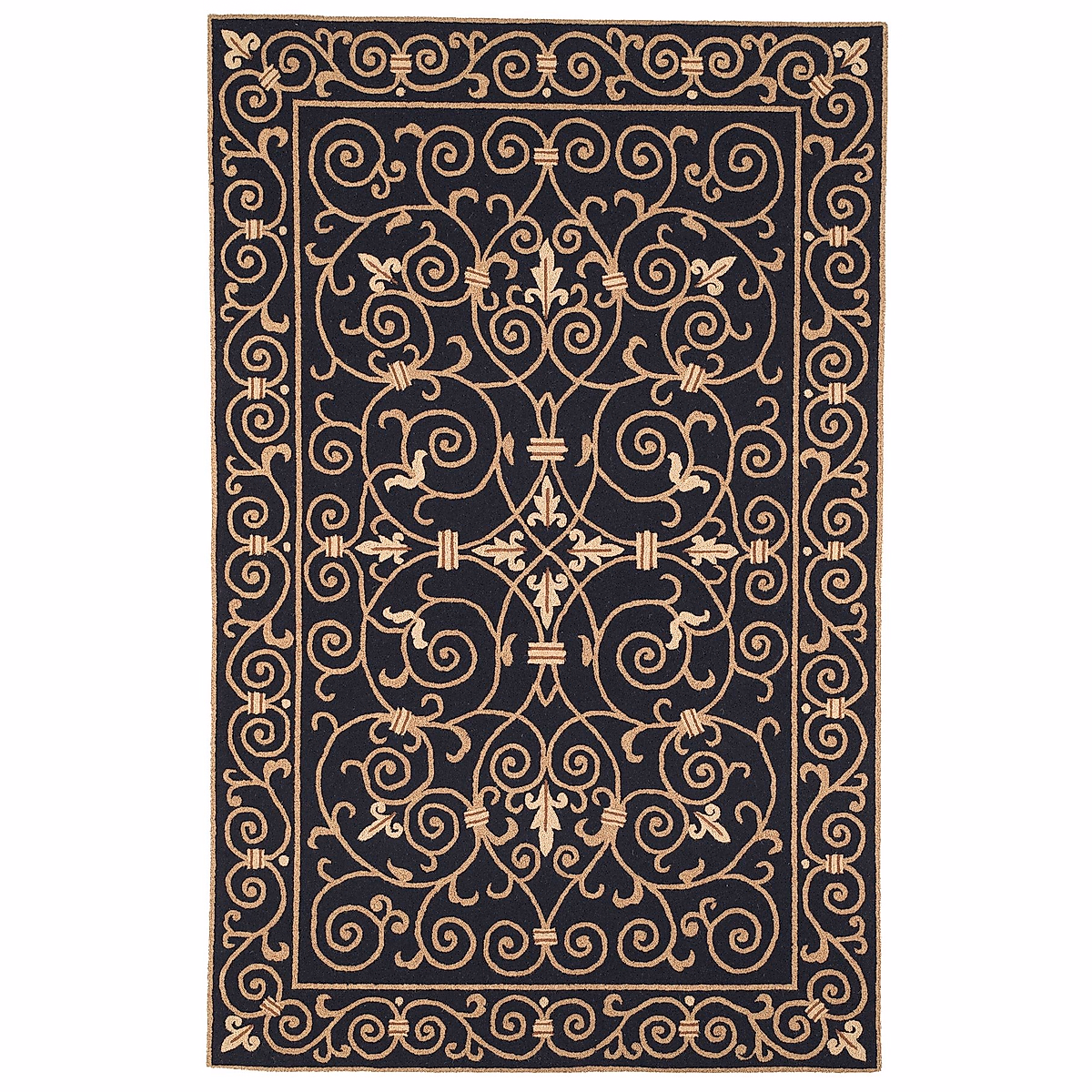 SAFAVIEH Chelsea Collection Area Rug - 4'6" x 6'6" Oval, Black, Hand-Hooked French Country Wool, Ideal for High Traffic Areas in Living Room, Bedroom (HK11A)