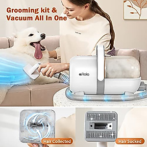 Afloia Dog Grooming Kit, Pet Grooming Vacuum & Dog Clippers Nail Trimmer Grinder & Dog Brush for Shedding with 7 Pet Grooming Tools, Low Noise Dog Hair Remover Pet Grooming Supplies
