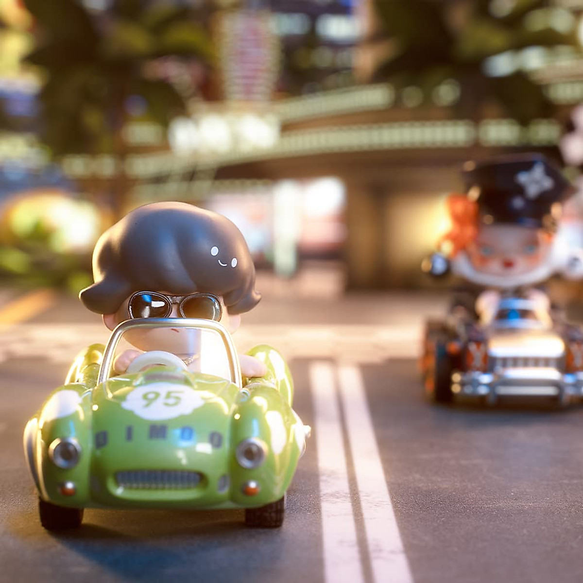 pop mart POP CAR Super Track Series 3PC Exclusive Action Figure Box Toy Bulk Box Popular Collectible Art Toy Cute Figure Creative Gift, for Christmas Birthday Party Holiday