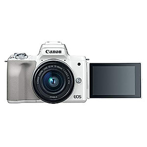 Canon EOS M50 Mirrorless Camera Kit w/EF-M15-45mm Lens and 4K Video (White) (Renewed)