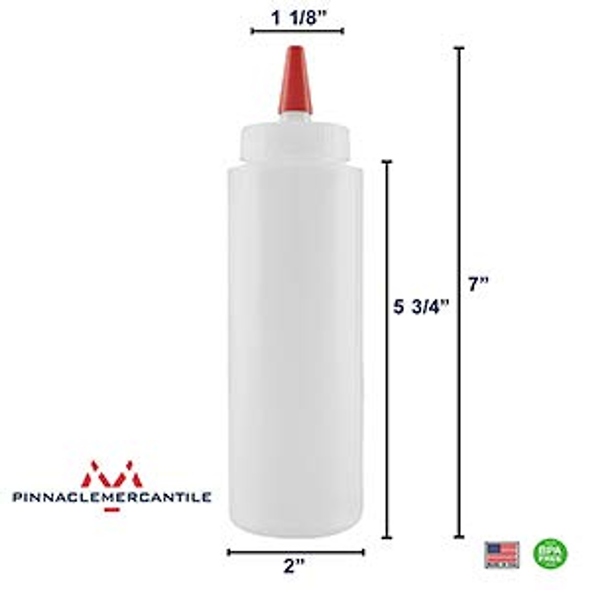 Pinnacle Mercantile 3 Pack Condiment Squeeze Bottles 8-ounce Red Cap Soft Squeeze for Icing, Ketchup, Frosting, Cookie Decorating, Sauces
