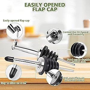 Leaflai 17oz Olive Oil Dispenser Bottle, 500ml Oil & Vinegar Cruet with 2 Stainless Steel Pourers, 2 Labels,1 Brush and 1 Funnel for Kitchen