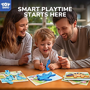 TOY Life Toddler Puzzles Ages 2-4, Wooden Puzzles for Toddlers 1-3, 7 Piece Dinosaur Puzzle 2 Year Old, Toddler Puzzles Ages 1-3, Toddler Boy Toys 2-3, Educational Toys for Toddlers 3-5