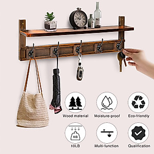 Popin Lover Coat Rack Wall Mount with Shelf, 28.9 Inches Coat Hooks Wall Mounted with 5 Hooks, Hat Wall Hooks for Hanging in Entryway, Living Room, Bathroom, Bedroom