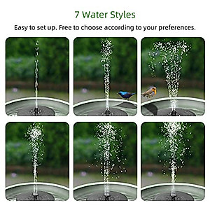 KVISTER Solar Fountain Pump for Bird Bath with LED Lights, 3W Solar Water Pump Floating Fountain w/7 Nozzles, Anti-Drift, Water Cycling for Garden Bird Bath Pond Backyard Decoration