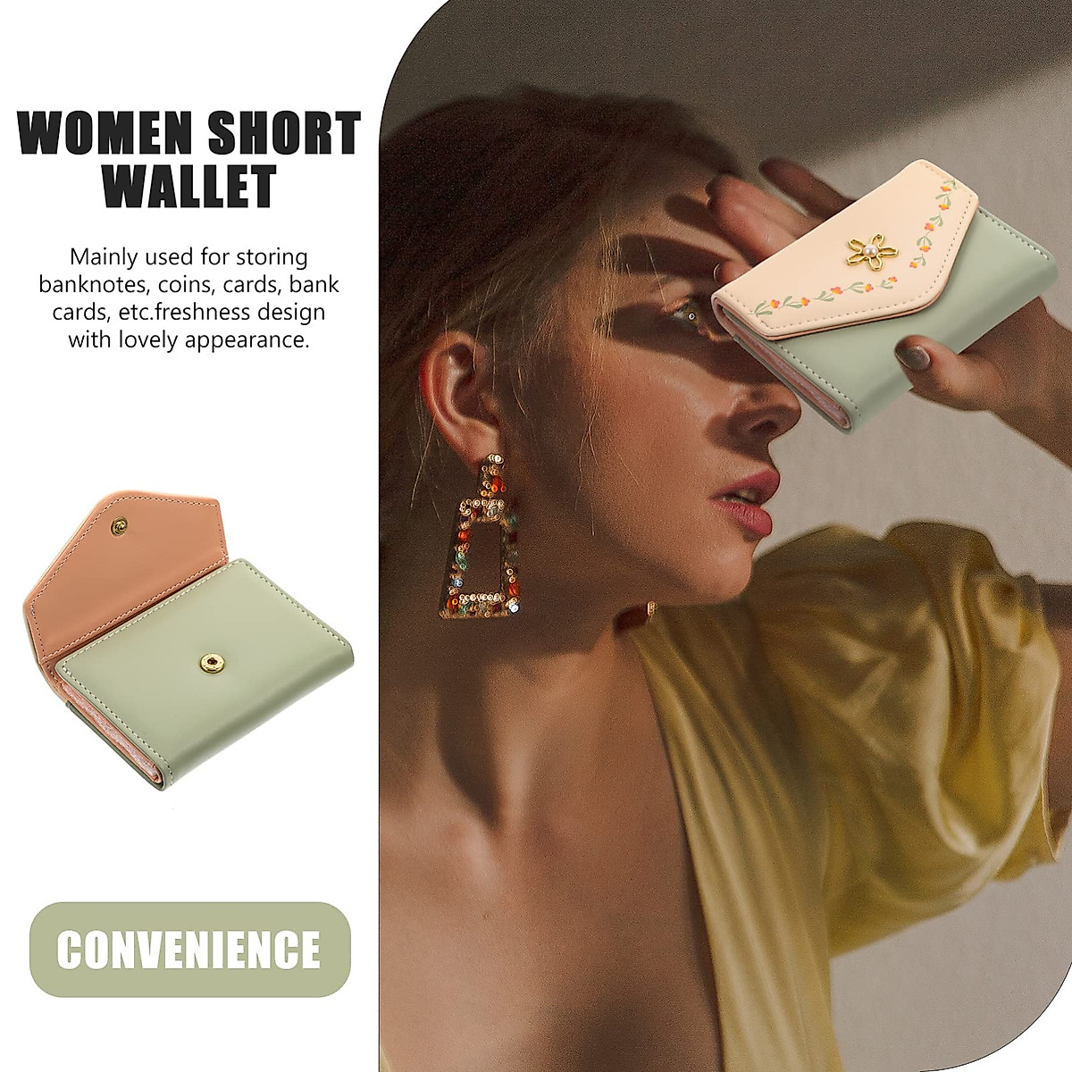 TENDYCOCO Women Fashionable Print Wallet Bifold Purse ID Window Credit Card Holder Portable Storage Wallet