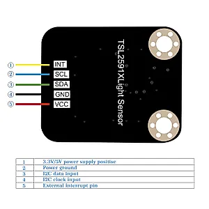 CQRobot Ocean: TSL25911FN Ambient Light Sensor Compatible with Raspberry Pi, Arduino, STM32. 0 to 88000Lux Detection Range, 600M: 1 Wide, for Industry, Mobile Phone, Computer, Lighting, GPS, etc.