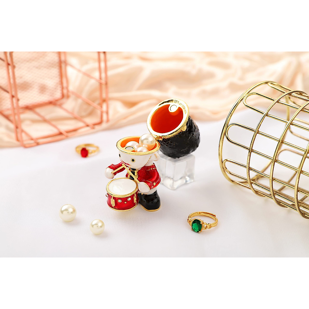 QIFU Hand Painted Big Head Soldier Style Trinket Box Hinged Unique Gift for Home Decor