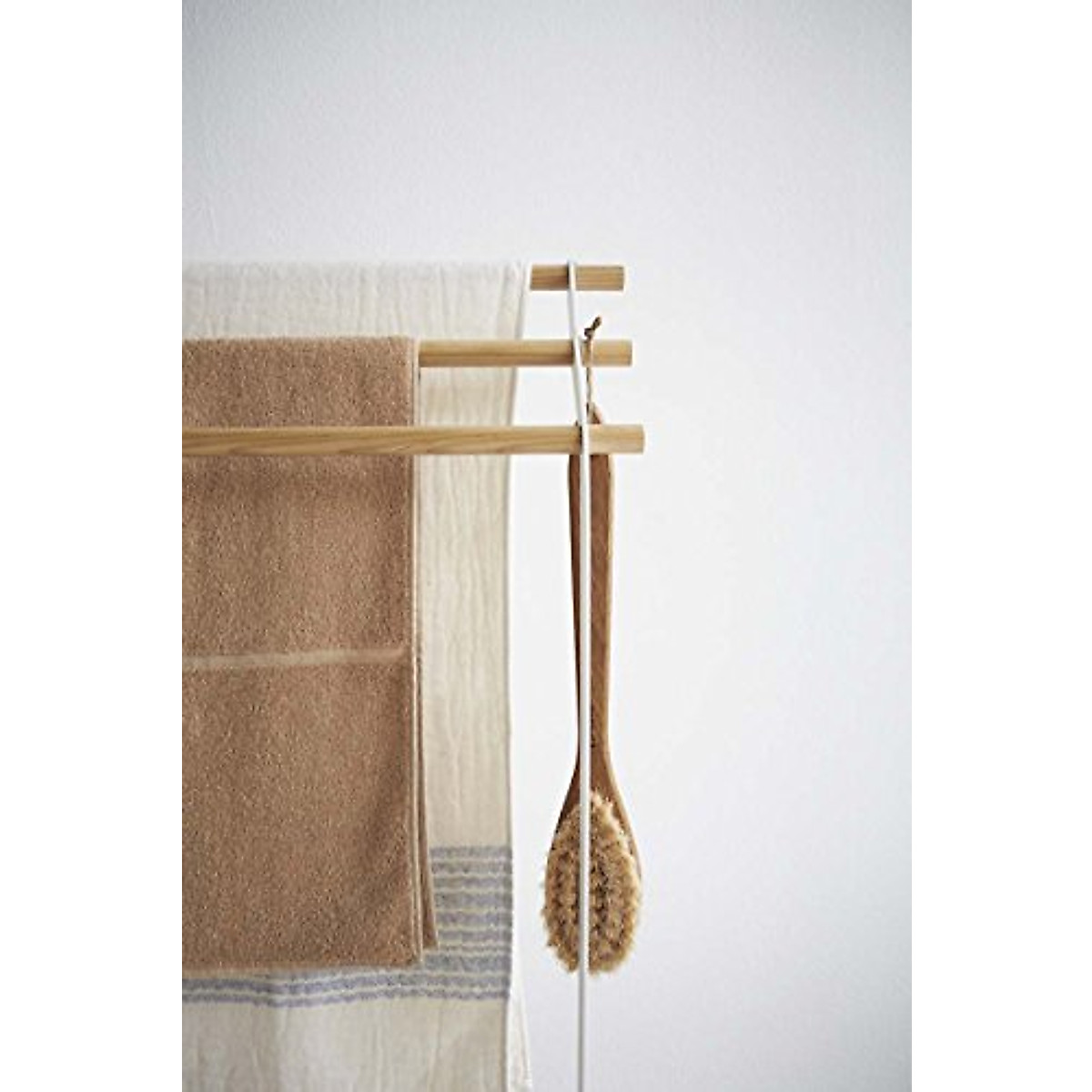 Stainless Steel & Wood Free Standing Drying Towel Rack in White Finish
