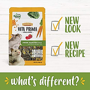 Sunseed Vita Prima Dwarf Hamster Food - Dry Food for Dwarf Hamsterrs - Vitamin-Fortified with Essential Nutrients - Supports Healthy Digestion and Healthy Teeth