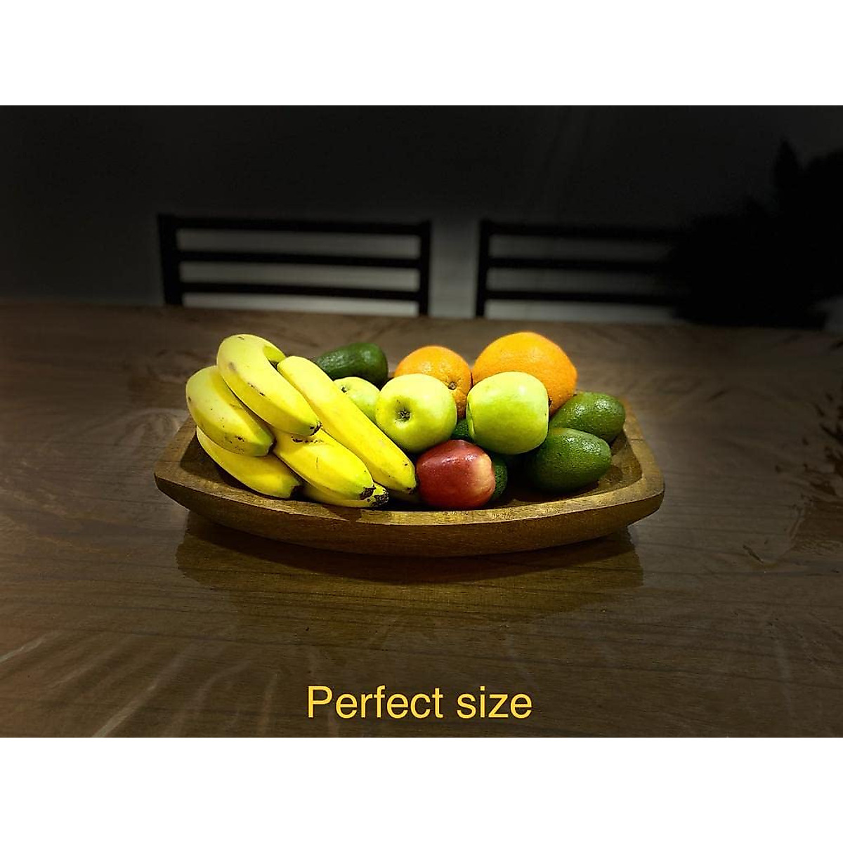 Wood Dough Bowl 17.75", Long Decorative Bowl, Wooden Fruit bowls, Wood Bread Bowl, Wood Bowls for decor, Living Room Accessories, Table Centerpieces For Dining room, Hand Carved Wooden Bowl