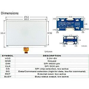 waveshare 7.5inch E-Ink Display HAT,800x480 Pixel Black,White Two-Color SPI Interface E-Paper Screen LCD for Raspberry Pi 4B/3B+/3B/2B/Zero/Zero W/Zero WH and Jetson Nano no/Ard/Nucleo