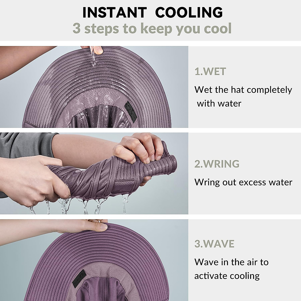 Sukeen Cooling Sun Hat for Men Women UPF50+ Wide Brim Fishing Hat with Neck Flap Adjustable Foldable Bucket Hat for Hiking Purple