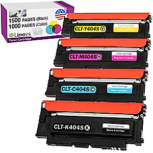 Limeink 4 Compatible Toner Cartridges Replacement for Samsung 404s 404 CLT-K404S CLT-C404S CLT-M404S CLT-Y404S Express Xpress SL-C430W SL-C480FW SL-C480W k404 y404 c480 c430 (1 Black, 1 Each Color)