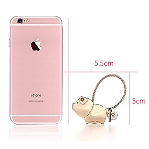 MILESI Custom Personalized Kiss Pig Couple Keychain with Magnetic Cute Couple Gift Valentine's Present(silver-lightgold)