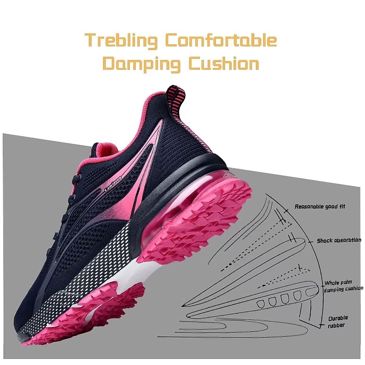 ZOOMCO Womens Air Running Shoes Non Slip Womens Tennis Shoes Womens Walking Shoes Mesh Air Cushion Sneakers for Gym Workout Sports Rose