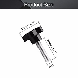 Othmro Black 12mm(M12) x 50mm Thread Replacement Star Hand Knob Tightening Screws 2Pcs
