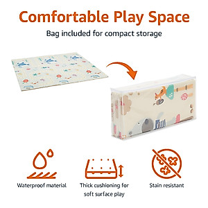 Amazon Basics Foldable Baby Crawling Play Mat, Reversible, Waterproof - 78.7" x 71" x 0.6"