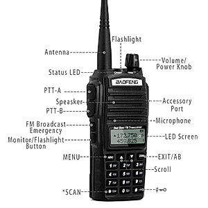 BAOFENG UV-82 High Power Handheld Ham Radio,BAOFENG Radio with Earpiece,Short Antenna,Handheld Microphone and Programming Cable(2 Pack)