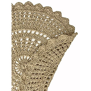 Hausattire Jute Crochet Hand Woven Rug - 3' Round Natural, Handmade Anti-Slip Accent Rugs for Living Room, Kitchen, Bedroom - 3 Feet Round