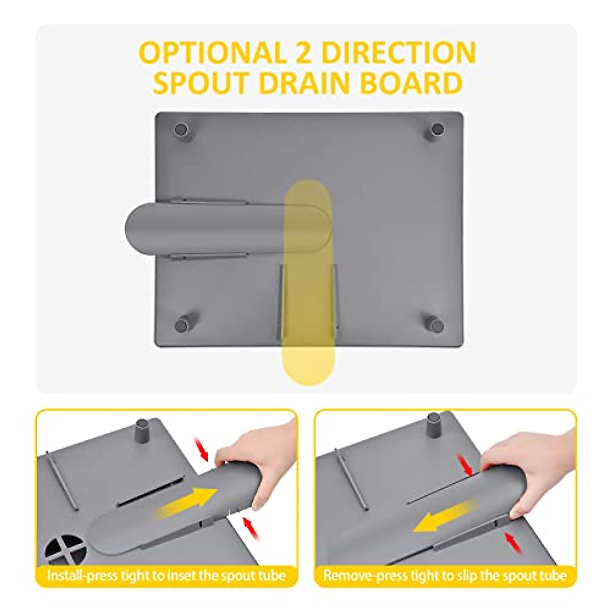 TOOLF Dish Rack, 304 Stainless Steel Dish Drying Rack for Kitchen Counter, Dish Drainer with Cutlery Holder for Large Capacity, Grey