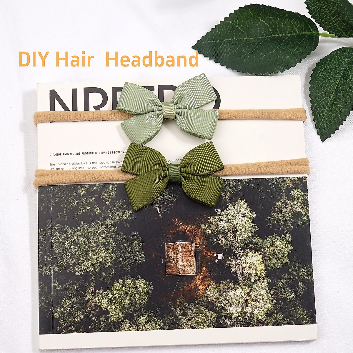 Qearl 60 Pack Soft Stretchy DIY Nylon Headbands Hair Bands Bows DIY Accessory for Newborn Baby Girls with Box