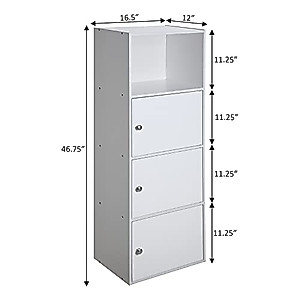Convenience Concepts Xtra Storage 3 Door Cabinet with Shelf, White