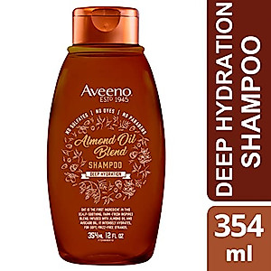 Aveeno Almond Oil Blend Sulfate-Free Shampoo with Avocado Oil for Intense Hydration, Deep Moisturizing Shampoo for Thick, Curly, Frizzy or Coarse Hair, Paraben & Dye-Free, 12 Fl Oz