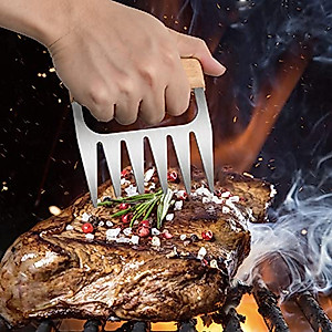 2nd-selection Meat Claws Meat Shredder with Wooden Handle, Suitable for Chicken, Beef, Pork and Other Meat, Good Barbecue, Smoky, Grill Helper(Pair of Claws Inside
