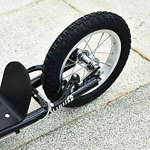 Aosom Youth Scooter, Teens Kick Scooter, Adjustable Handlebar Ride On Toy for 5+ w/Front and Rear Dual Brakes Inflatable Wheels, Black