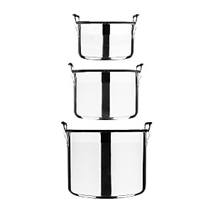 MasterPRO - Smart - Nesting Stainless Steel Collection - 3 Piece Stock Pot Set – 13.2 Quart, 7.3 Quart, 3.6 Quart - Safe for All Stove Types - Fast Heating - Tempered Glass Flat Lid