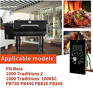 Upgrade Digital Control Board for Pit Boss Wood Smoker Replacement Parts Thermostat Kit Compatible with Pit Boss PB700,340,440,820 with 2 Meat Probe