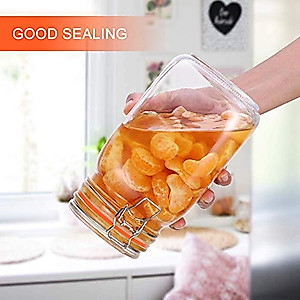 Encheng 50 oz Glass Jars With Airtight Lids And Leak Proof Rubber Gasket,Large Wide Mouth Mason Jars With Hinged Lids For Kitchen Canisters 1500ml,Big Glass Storage Containers,Gallon Jars 3 Pack