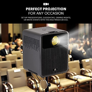 KODAK FLIK HD10 Smart Projector | Android TV 1080P FHD Video Projection System with Google Assistant, Wi-Fi, Bluetooth 5.0, HDMI, USB, Aux & Built-in dual 5W Speakers | iOS & Android