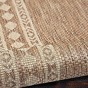 PRIYATE Indoor/Outdoor Area Rug 5'3" x 7'6'' – Border Design Freedom Asha Collection - Easy to Clean, Water/Stain/Fade Resistant, Pet Friendly, High Traffic Carpet for Patio, Deck, Living Room