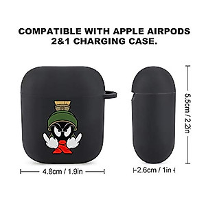 ju chen Marvin Martian Dark Pattern 2021 Case for Airpod Compatiable with AirPods 2&1 Silica Gel Shell Cover Fashion Pattern Design Drop Proof with Keychain Durable Shockproof Case, 1.92.21in, Black