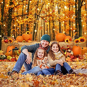 Avezano Autumn Fall Forest Photography Backdrop Natural Scencery Fall Landscape Leaves Haystack Thanksgiving Backrgound Pumpkin Maple Leaves Party Supplies 7x5ft