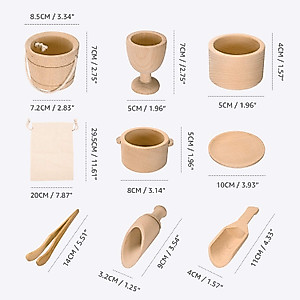 MONT PLEASANT Montessori Toys Sensory Bin Toys for Toddlers Set of 9 Wooden Waldorf Toys Wooden Scoops and Tongs for Transfer Work and Fine Motor Skills Development