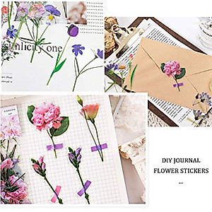 80 Pieces Natural Flower Stickers for Scrapbooking, Self-Adhesive Scrapbooking Stickers Supplies Journal for Adult Card Making Letters DIY (Style A)