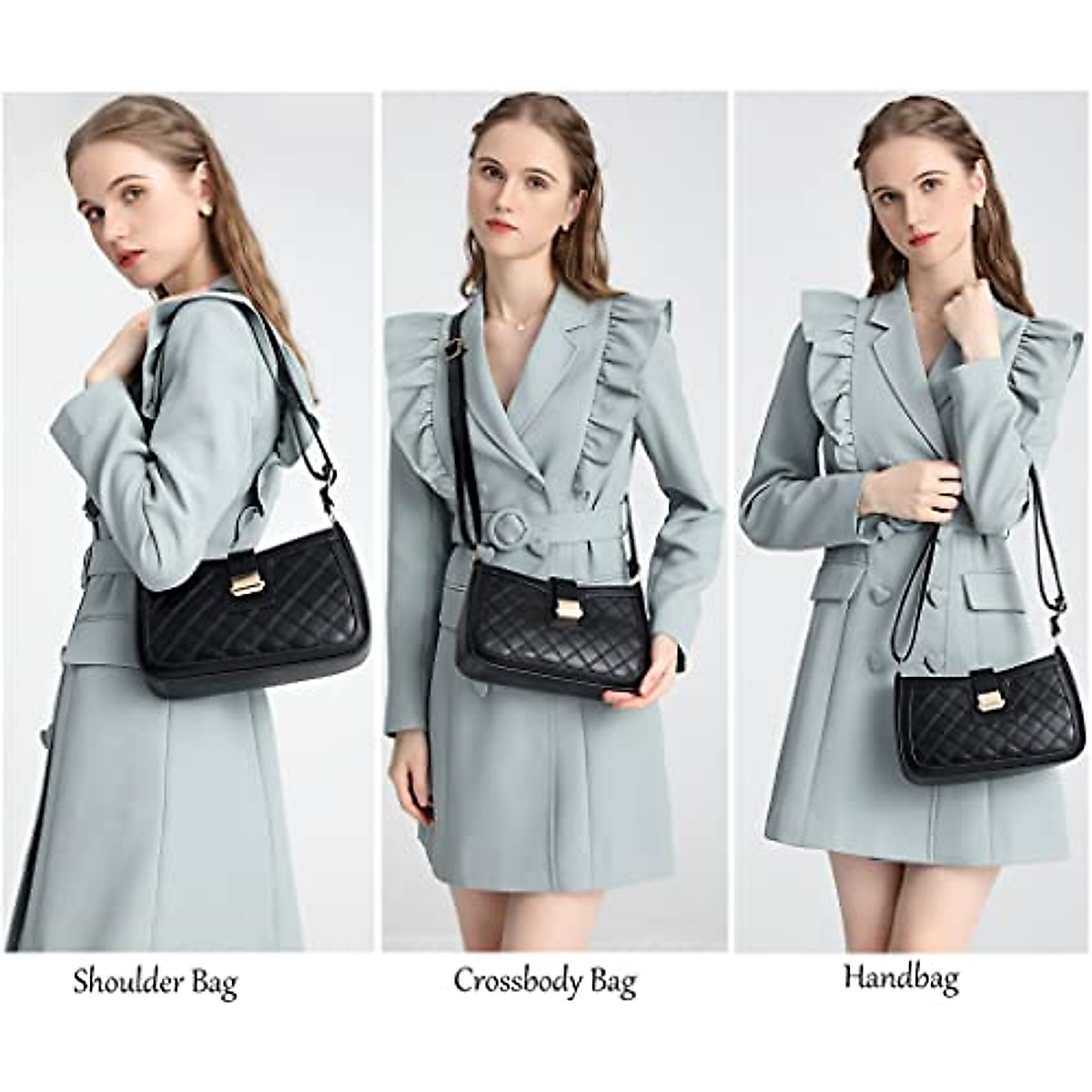 Women Crossbody Purses Wallet Shoulder Bags Hobo Bags Grid Pattern Adjustable Strap