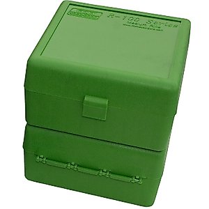 MTM Case-Gard RM-100 Series Medium Rifle Ammo Box, 100 Round, Green, 3.05-Inch