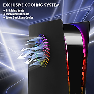 SIKEMAY PS5 Face Plates for Playstation 5 Console Disc Edition, PS5 Accessories ABS PS5 Cover Plates with Fan Vents, Hard Shockproof Anti-Scratch Replacement Protective Shell PS5 Black Plates