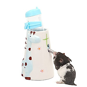 Hamster Water Bottle Small Animal Standing Water Dispenser Ceramic Base Cage Hanging Water Feeding Bottles Auto Dispenser for Hamster Guinea Pig Squirrel Rabbit Hedgehog (Blue)