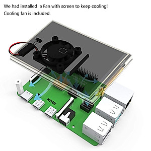 for Raspberry Pi 4 TFT 3.5 inch Touch Screen with Case, Mini Cooling Fan and Heatsink, 480x320 Resolution 60fps Monitor LCD Display