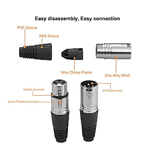 Eightnoo 2 Male + 2 Female 3 Pin XLR Solder Type Microphone Line Plug Connector Mic Audio Socket (Pack of 4)