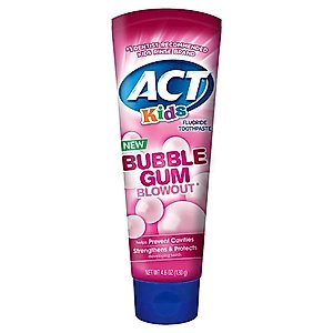 ACT Kids Anticavity Fluoride Toothpaste Bubble Gum Blowout - 4.6 oz, Pack of 6