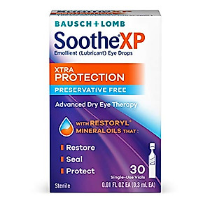 Eye Drops by Bausch & Lomb, Lubricant Relief for Dry Eyes, Soothe XP, Preservative Free, Single Use Dispensers, 0.3 mL, 30 Count