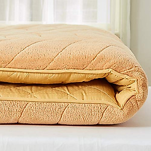 WJH Thicken Plush Sleeping Mattress, Tatami Floor Mat, Japanese Futon Soft Comfortable Queen Double Foldable Topper Memory Foam Dorm -Light tan 90x200cm(35x79inch)