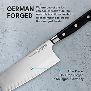 Messermeister Meridian Elite 7” Kullenschliff Vegetable Knife - Fine German Steel Alloy Blade - Rust Resistant & Easy to Maintain