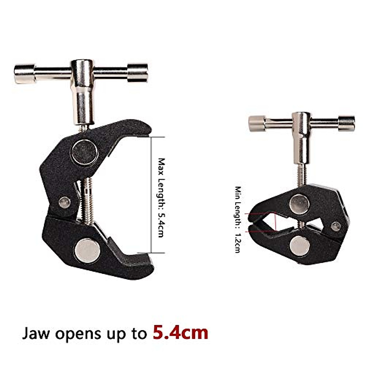 QYXINC 3Pack Super Clamp with 1/4 and 3/8 Thread Camera Clamp Mount，Crab Clamp Rod Clamp Clip for Cameras, Rods, Lights, Hooks, Shelves, Cross Bars, etc